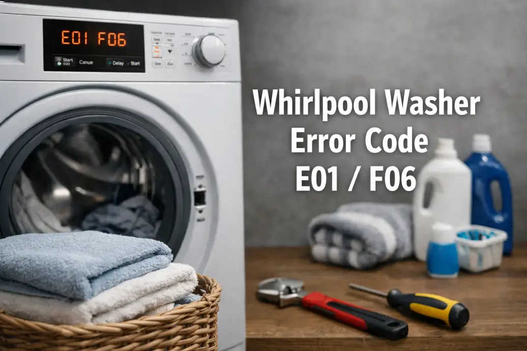Whirlpool Washer Error Code E01 F06 — Meaning, Fix & Repair Guide